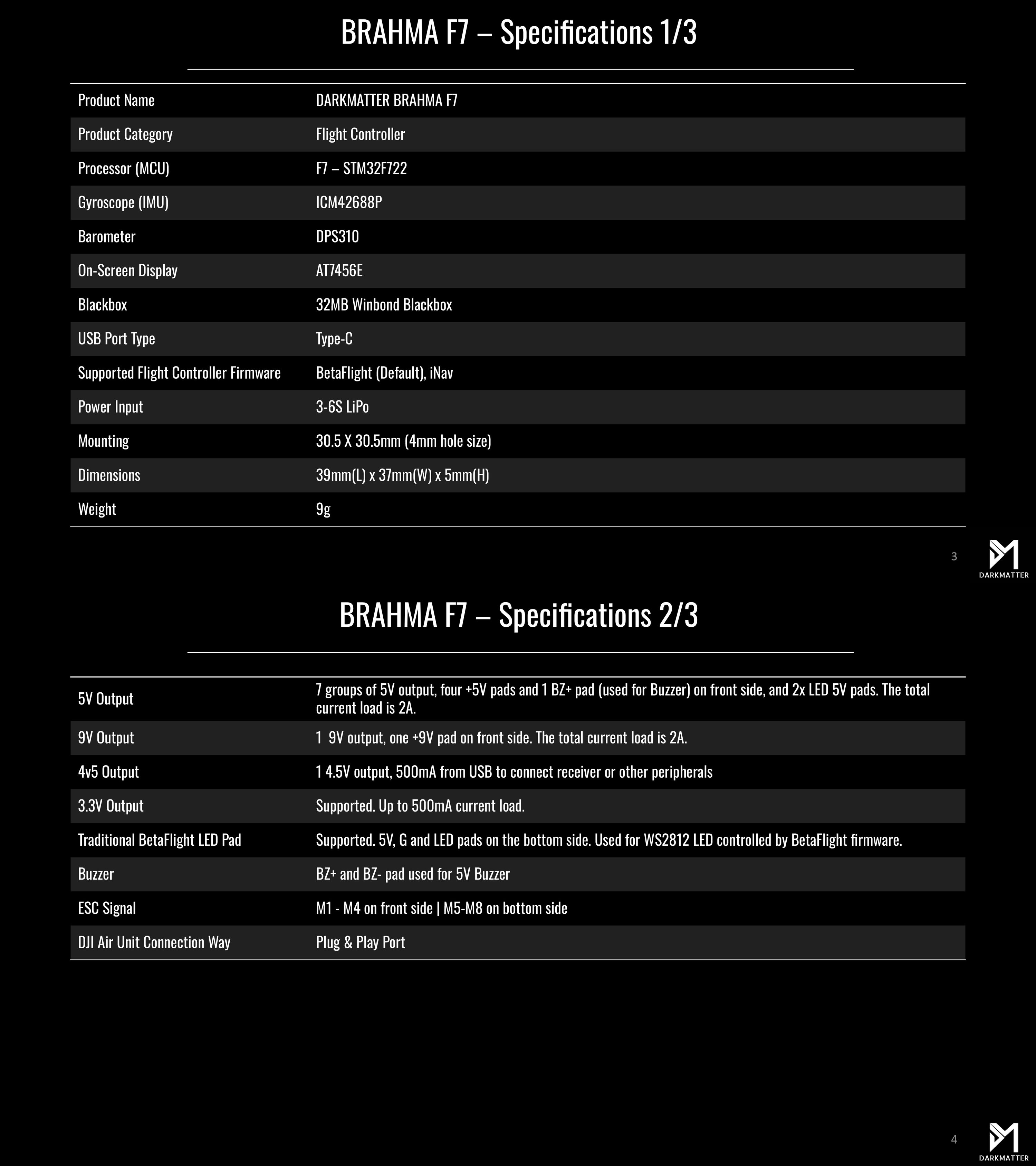 Darkmatter® BRAHMA F7 - STM32F722 Flight Controller - Made In India
